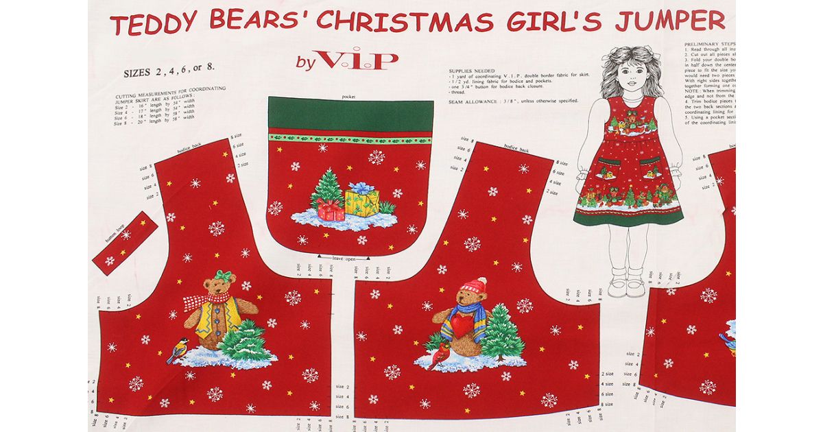VIP Teddy Bear Xmas Girls Jumper 17.75" x 45" - The Fabric Mill